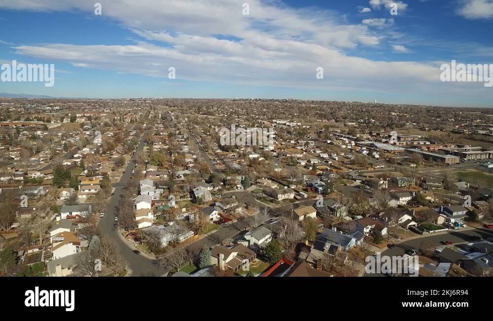 WESTMINSTER COLORADO-2016: Drone Birds Eye View Of Homes And Streets In ...