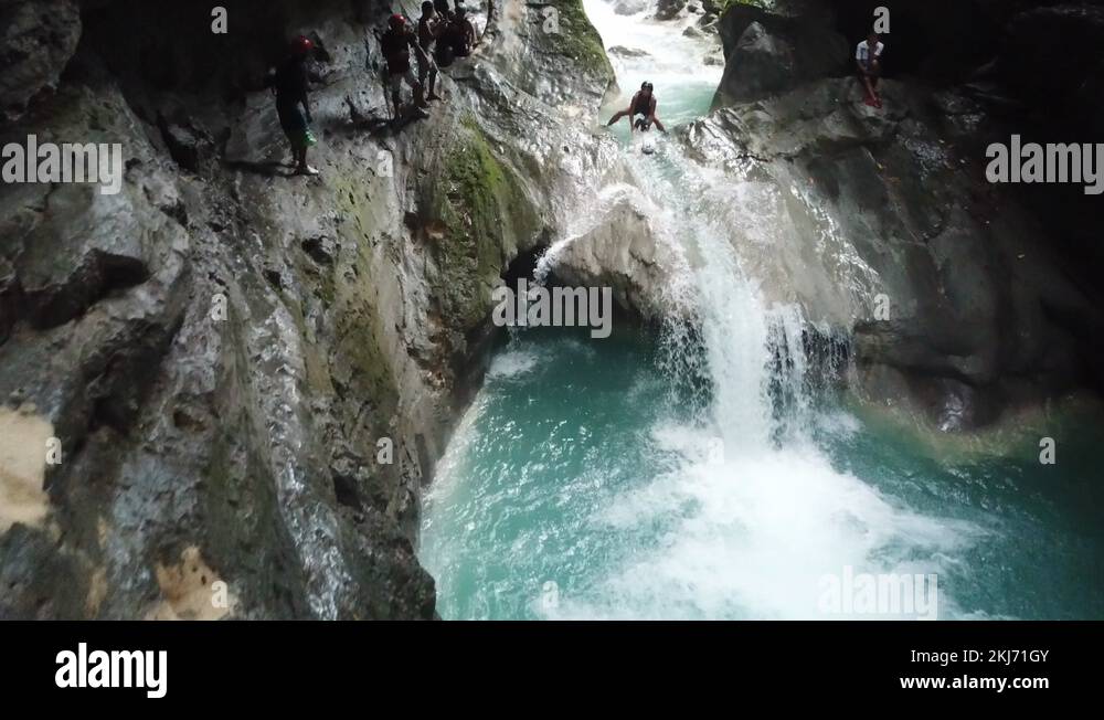Cebu Island, Tropical Rainforest and People Exporing and Jumping Into ...