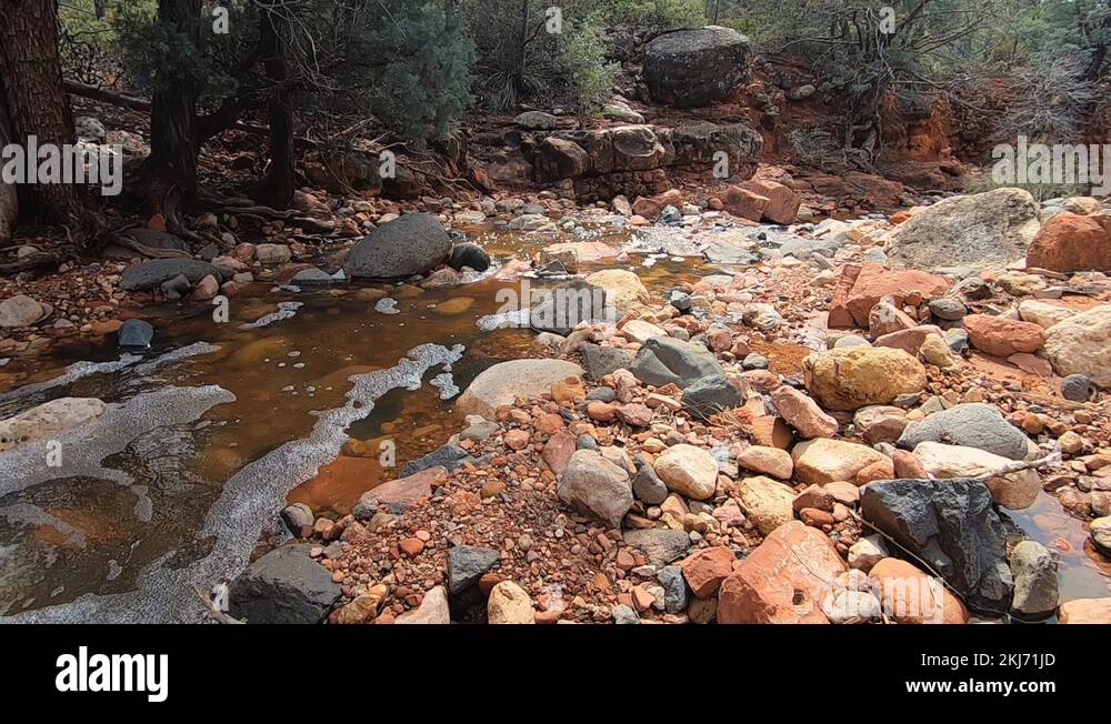 Springtime waters flow down the Oak Creek Canyon, Sedona, Arizona Stock ...
