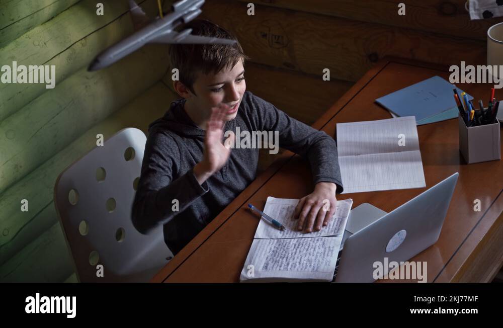 Student on Distance Education at Home. Talking to a teacher. Online ...