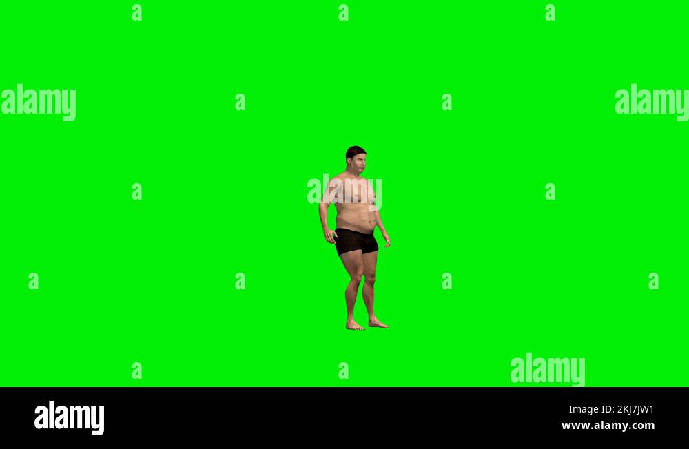 Fat man morphing into muscular fit, camera rotating seamless loop ...