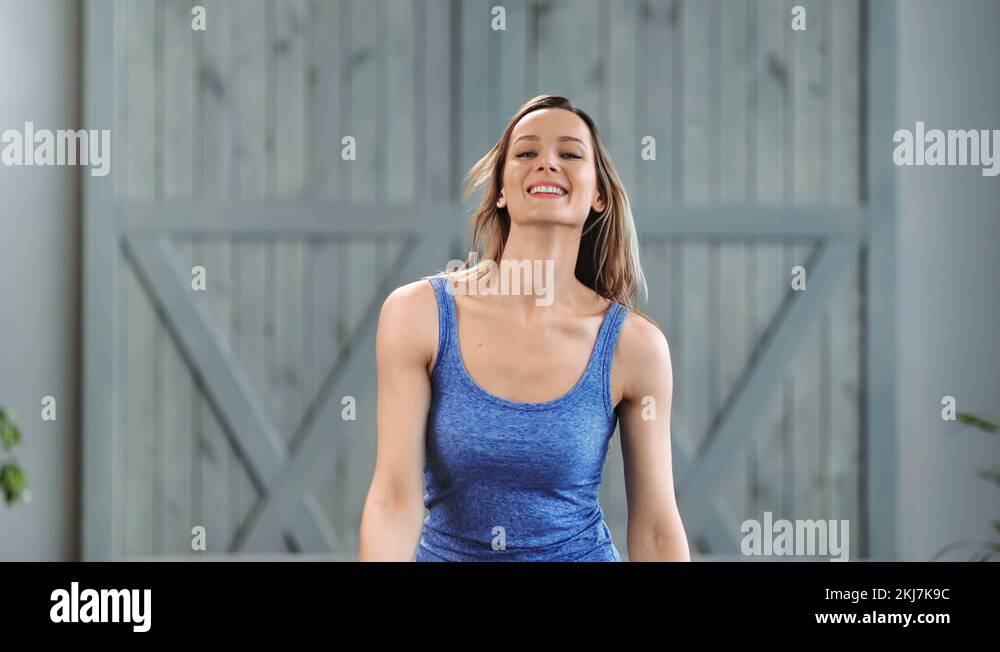 Happy beautiful woman jumping and dancing at rustic background. 4k Dragon RED Stock Video ...