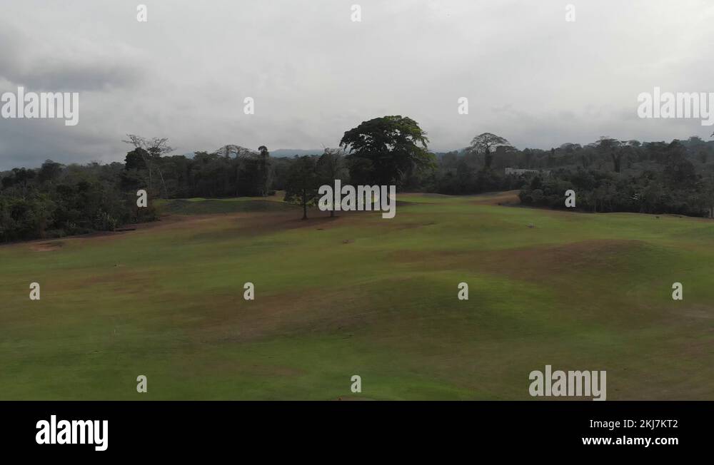 Golf course at a luxury African hotel, Bioko Island, Equatorial Guinea ...