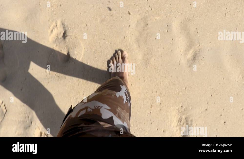 The first-person point of view or a pov shot of a man walking on the ...