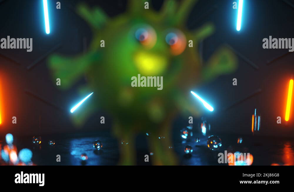 Virus character is dancing 3D render seamless loop animation Stock ...