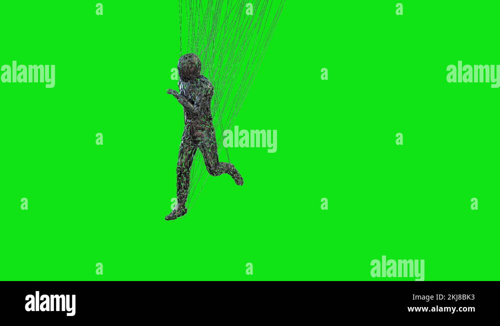 Black stone hip hop dancer on wires, Green Screen Chromakey Stock Video ...
