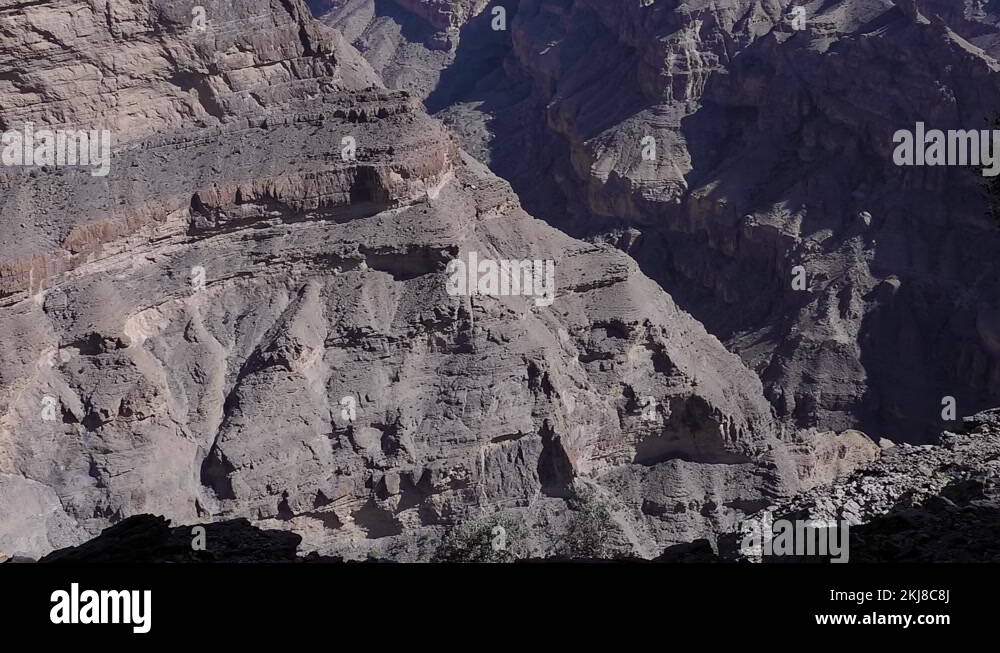 Wadi Ghul aka Grand Canyon of Oman in Jebel Shams Mountains Stock Video ...