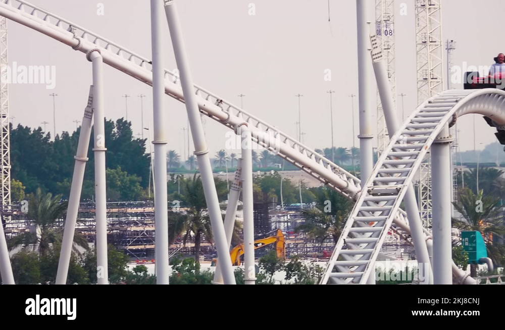 People Riding World's Fastest Roller Coaster in Ferrari Amusement Theme ...