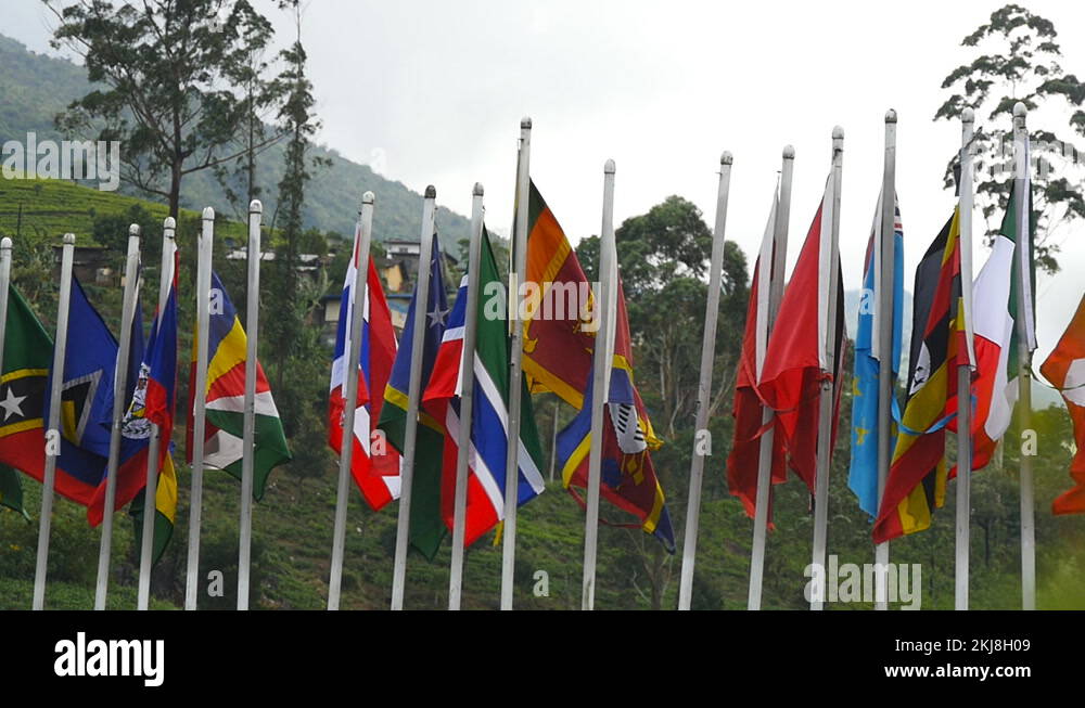 Many various bright and world national flags of different countries ...