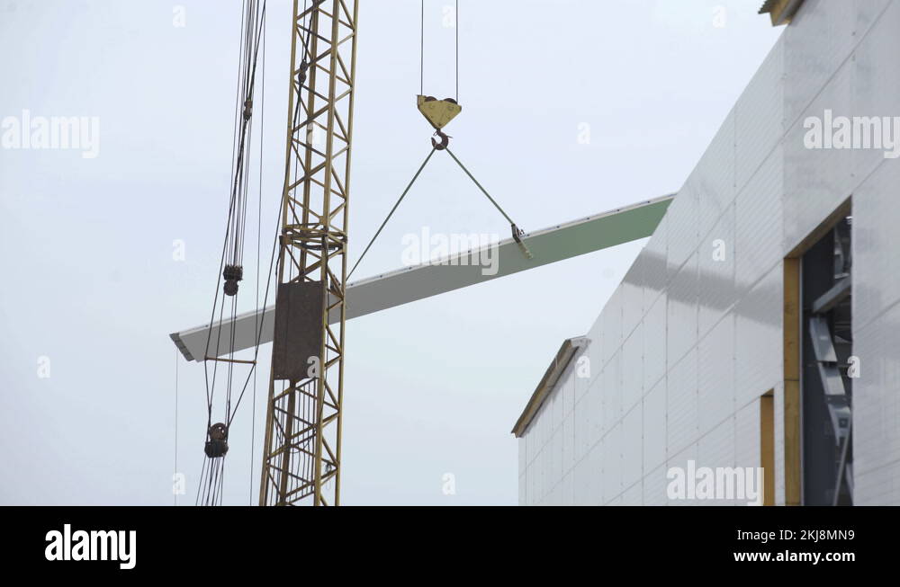 Modern storehouse construction site, structural steel structure of new ...