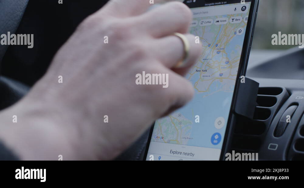 Driver Using Google Maps for Navigation Stock Video Footage - Alamy