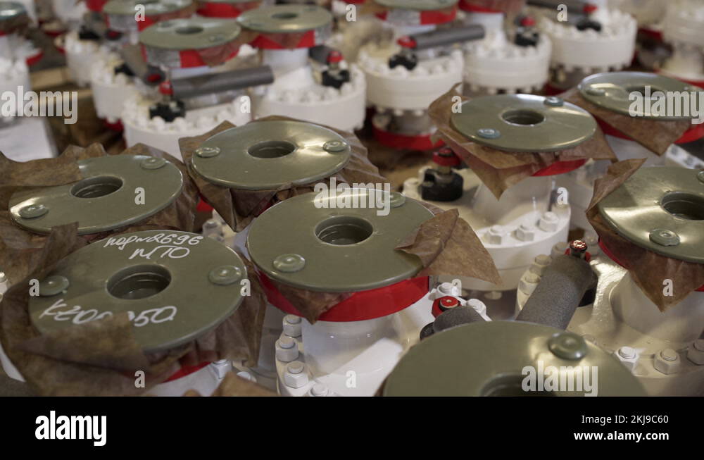 Oil and Gas Wellhead tree equipment production plant. Parts of wellhead ...