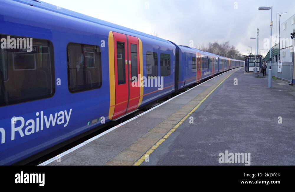 South Western Railway Train is Leaving Farnham Station to Waterloo ...
