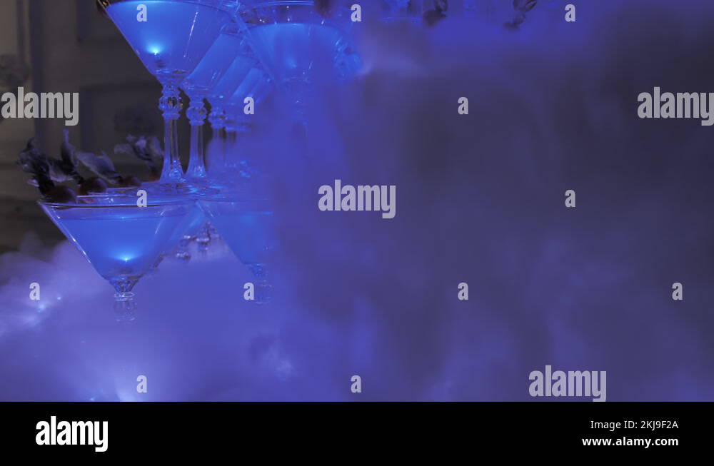 The Pyramid of Champagne Glasses Performance of Smoking Cocktail ...