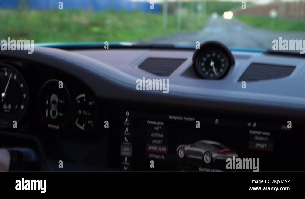 Dashboard of a sports car. Technical performance super car. Porsche ...