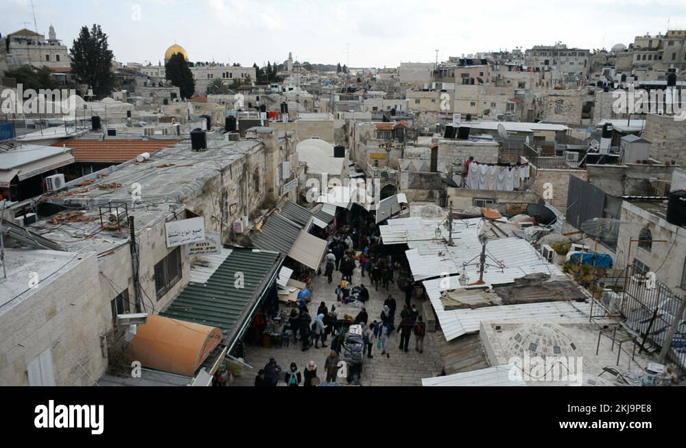 The Muslim Quarter view from Damascus Gate in Jerusalem old city ...