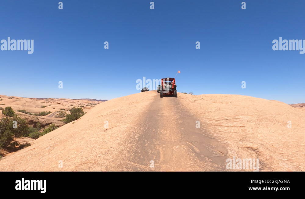 UTV off road recreation rock trail Moab Utah Jeeps 2 POV 4K Stock Video ...