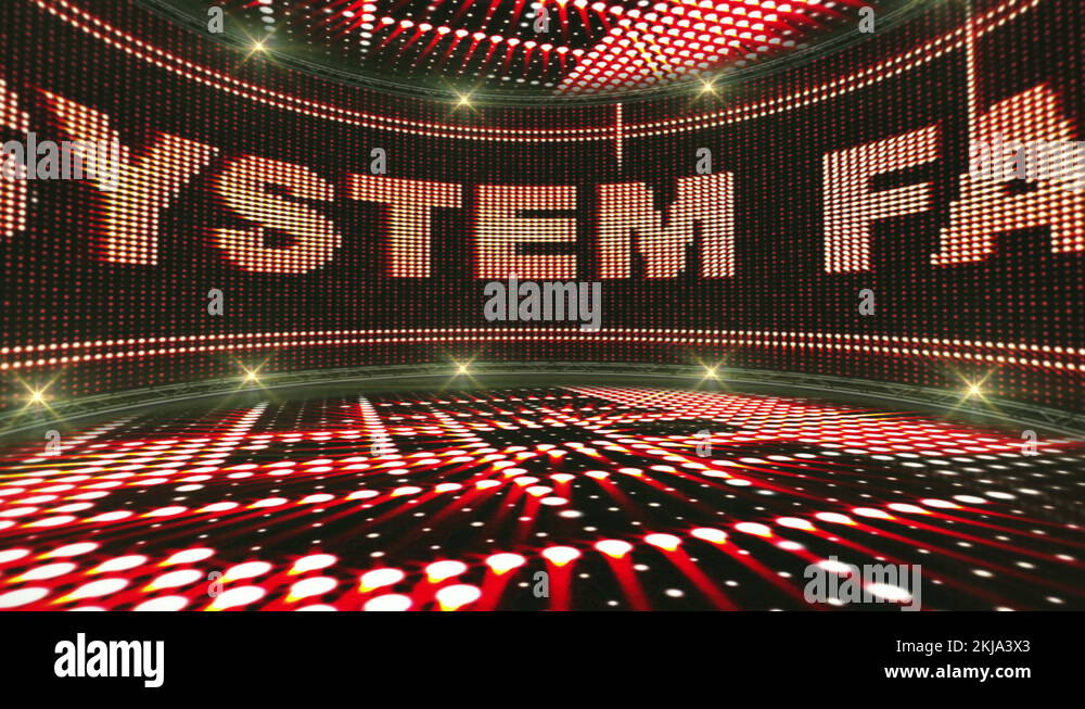 SYSTEM FAILURE Text and Crazy Lights Animation in Room, Background ...