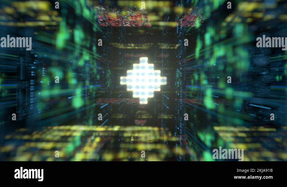 Futuristic cyberspace tunnel 3D render seamless loop animation Stock Video Footage - Alamy