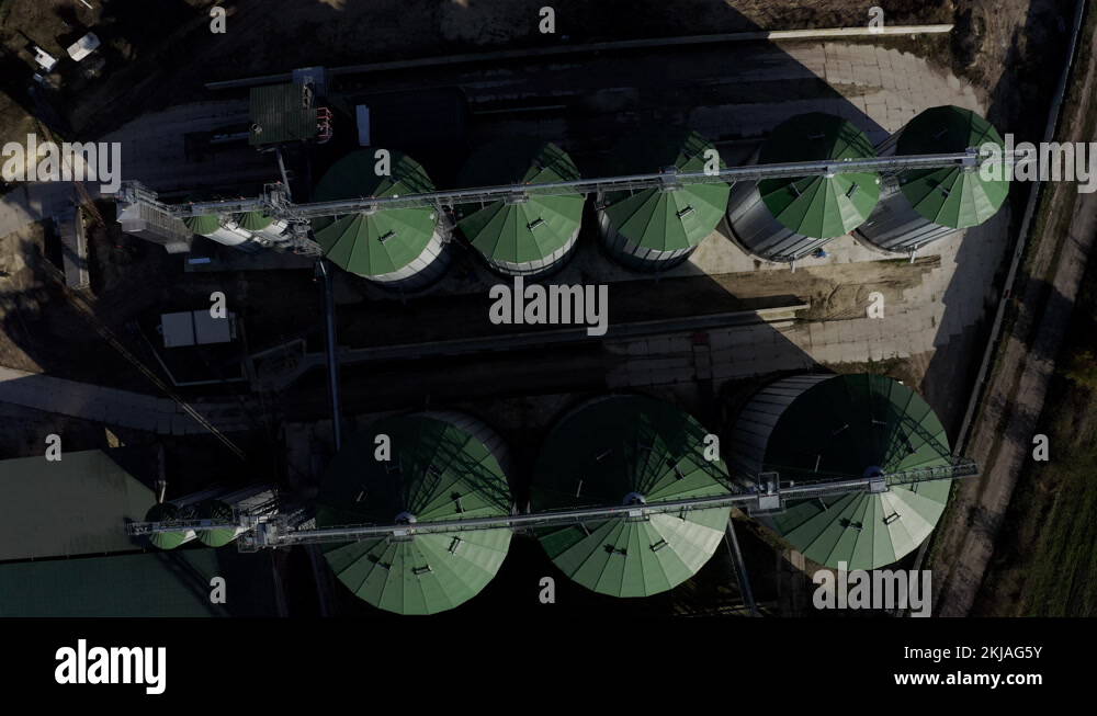 Granary Silos. Grain Warehouse Elevator. Top View Stock Video Footage ...