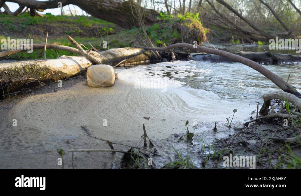 Water pollution on river surface. Water pollution problem. Garbage In ...