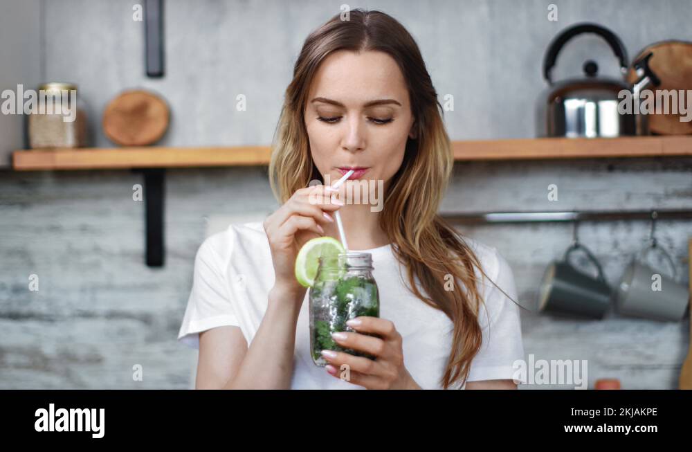 Portrait happy lady drink cocktail Stock Videos & Footage - HD and 4K ...