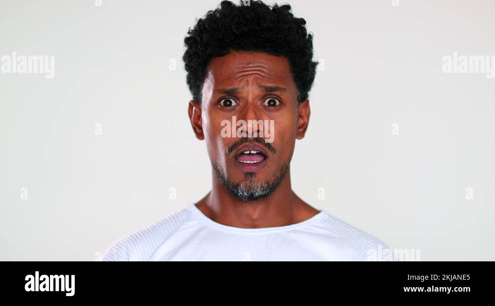 African american gradual shock reaction, face emotion black guy ...