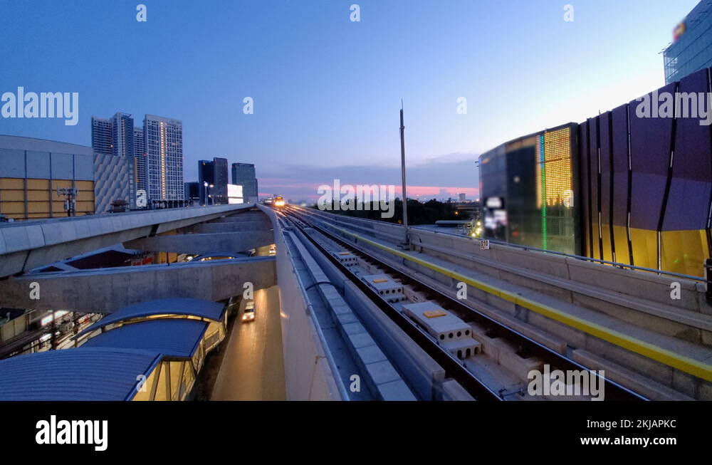 Bangkok BTS Skytrain Arriving at Station - Transportation and Commute ...