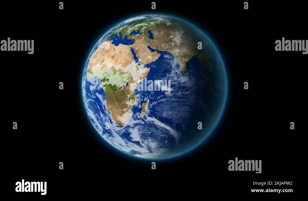 planet Earth rotating in space, solar system world in front of the ...