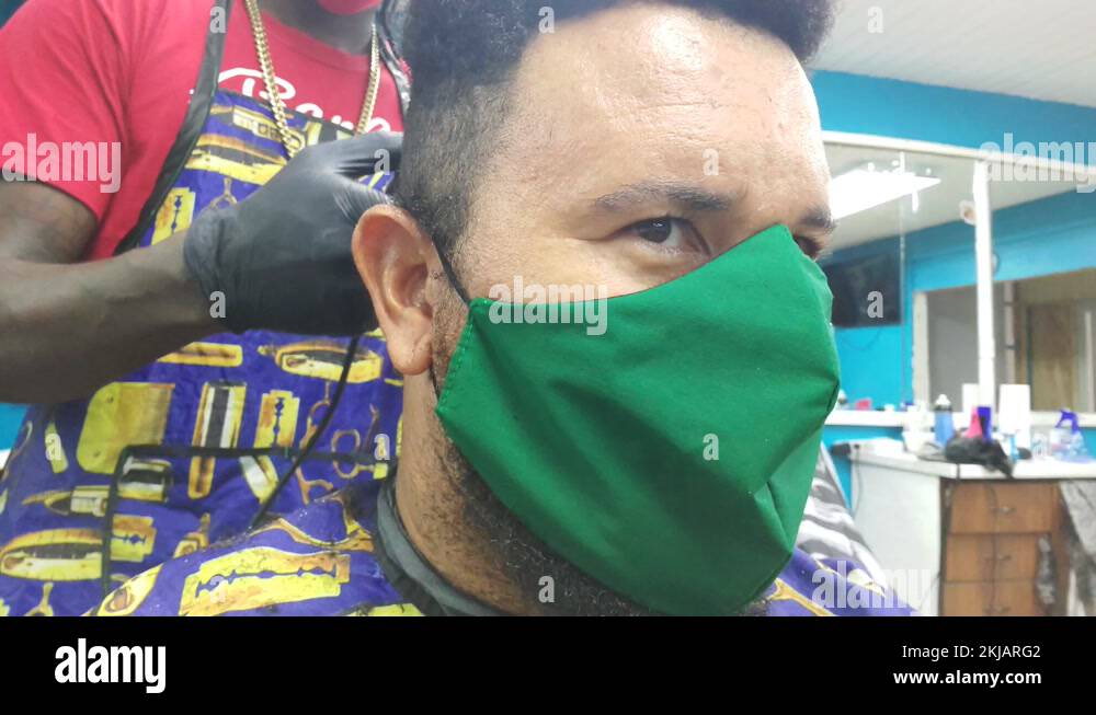 Man gets haircut in new normal of covid19 corona virus pandemic 4K ...
