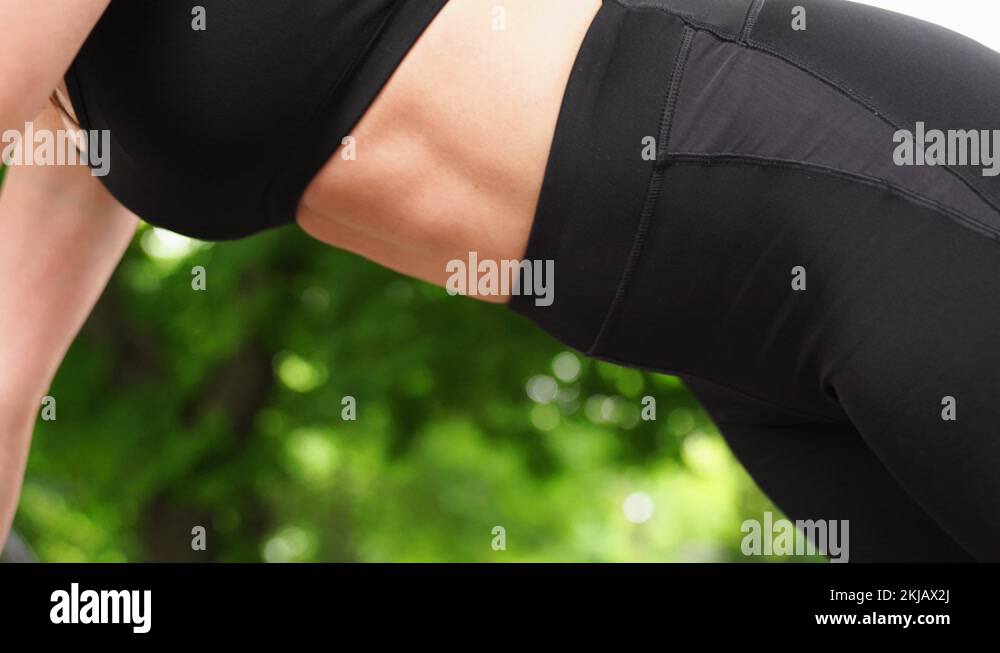 exercises for abs and the curve of the abdomen in the open air Stock ...