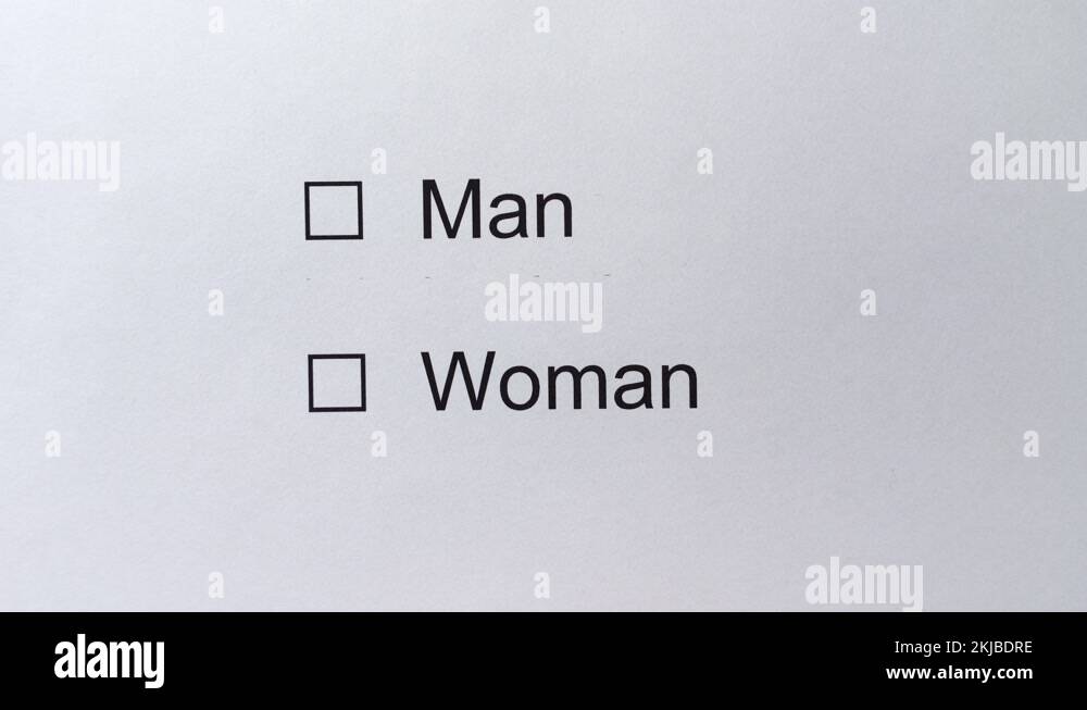 Gender choice Man or Woman. Hand draw a tick in the Man checkbox on ...