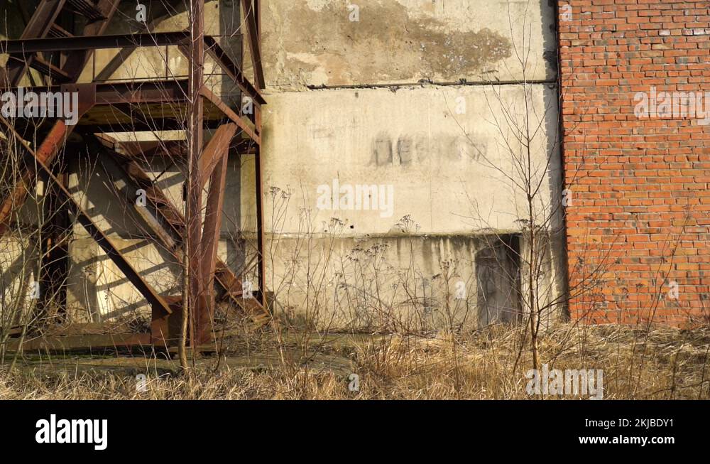 Destruction with slow motion. Wooden structure is broken when falling from a Stock Video Footage ...