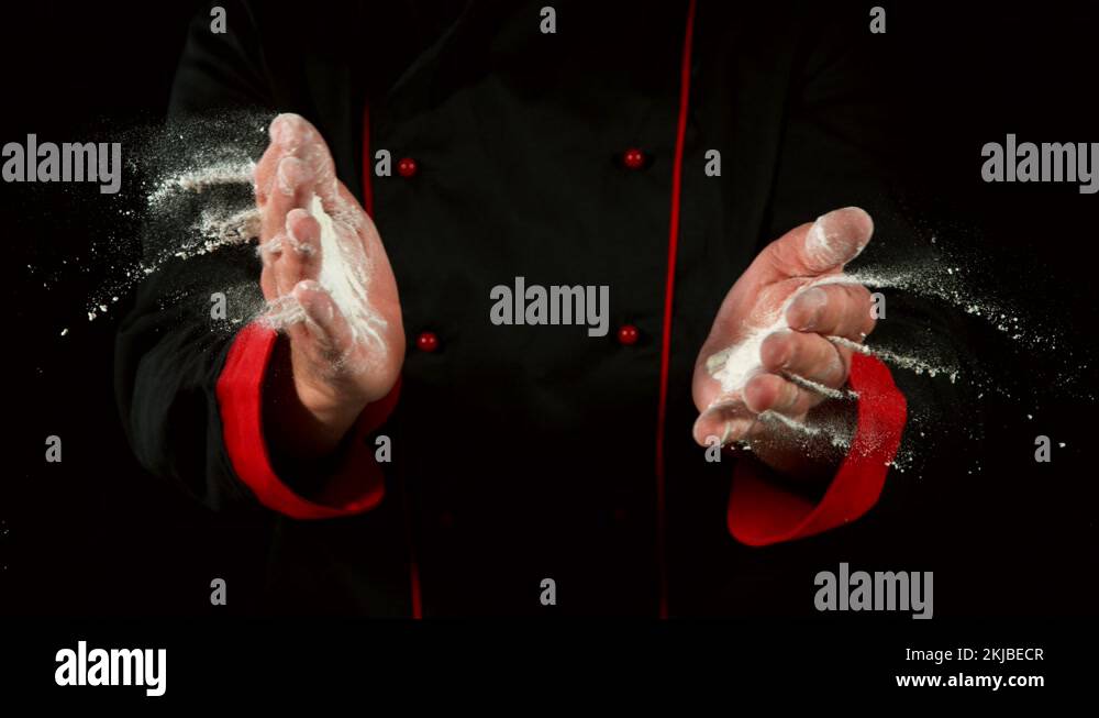 Super slow motion of chef clapping hands with flour Stock Video Footage ...