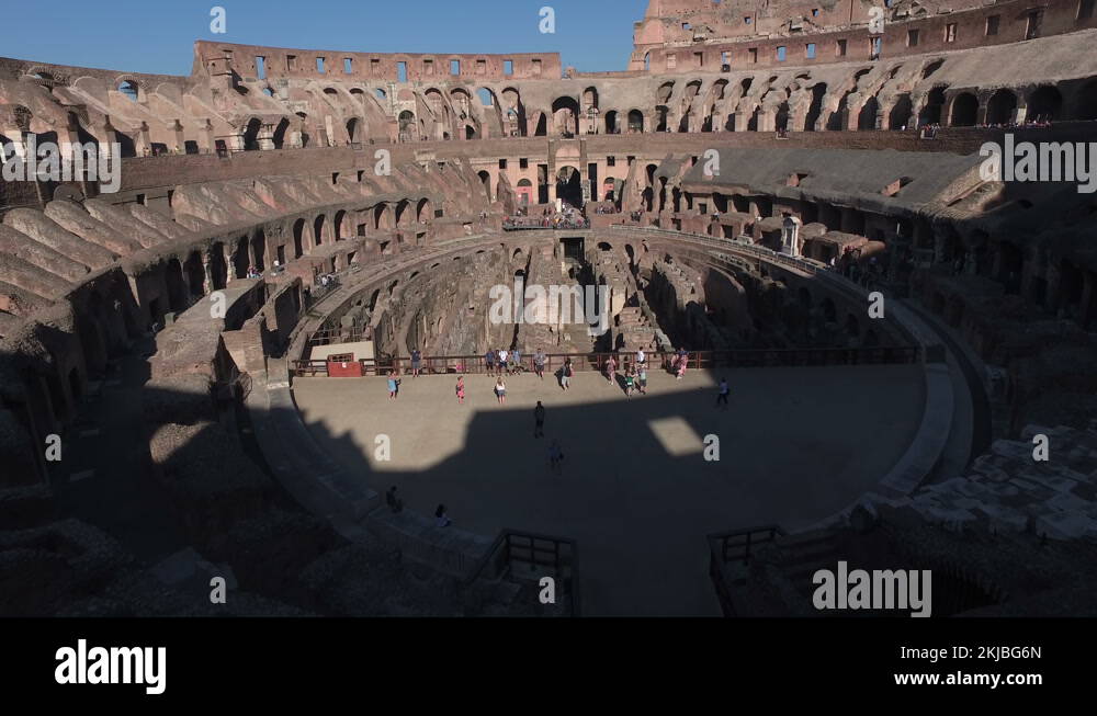 4K: Inside the Colosseum in Rome, Italy. Blue Sky. Tilt up Stock Video ...