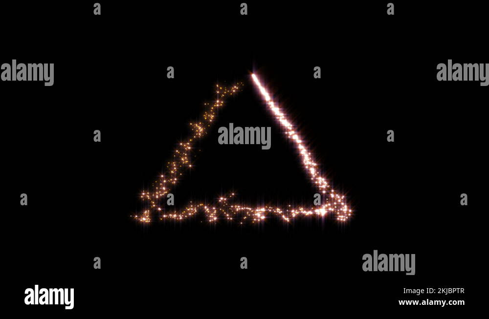 Shining triangle fireworks, glowing and sparkling lights in the night ...