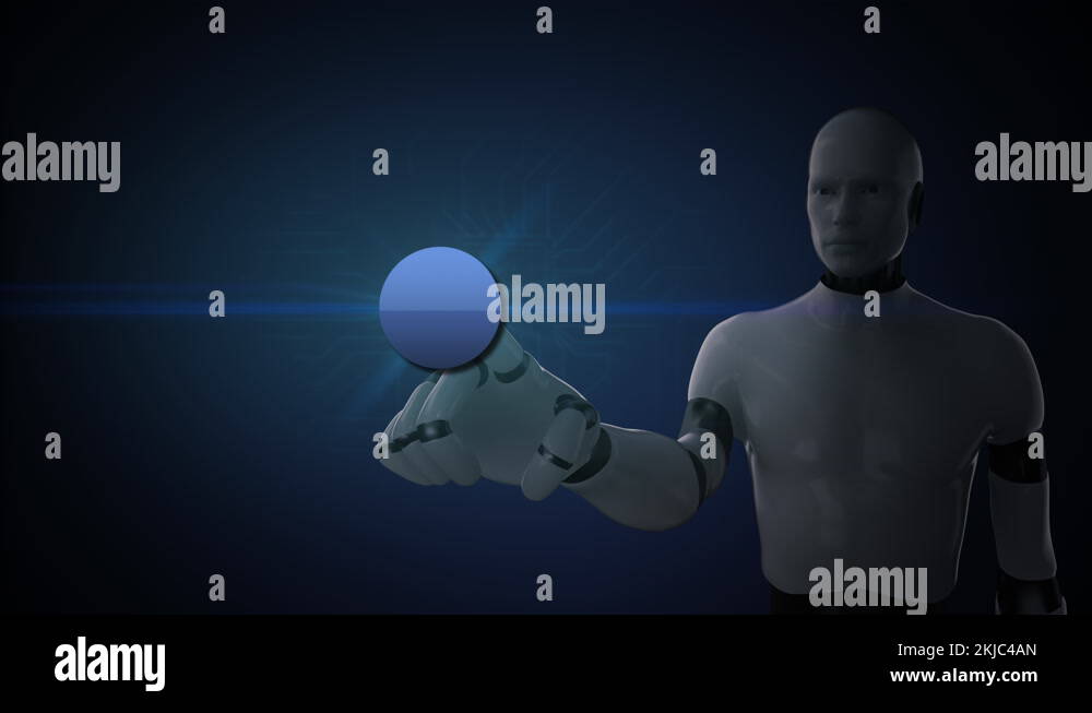 Robot touching '5G technology' information icon. fifth generation, 4k ...