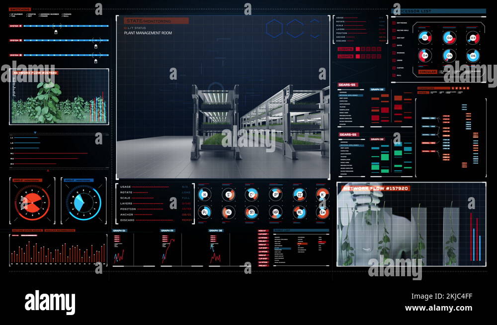 AI controlled automatic plant growth factory with futuristic user ...