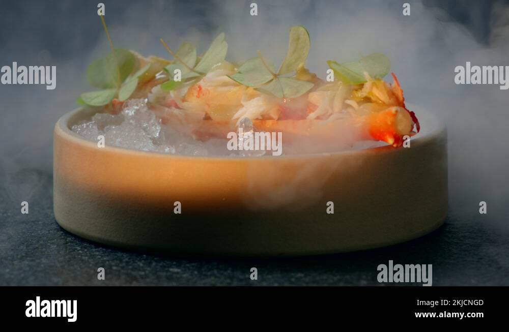 Molecular Cuisine with liquid Nitrogen Cook Processed Alaskan Red King ...