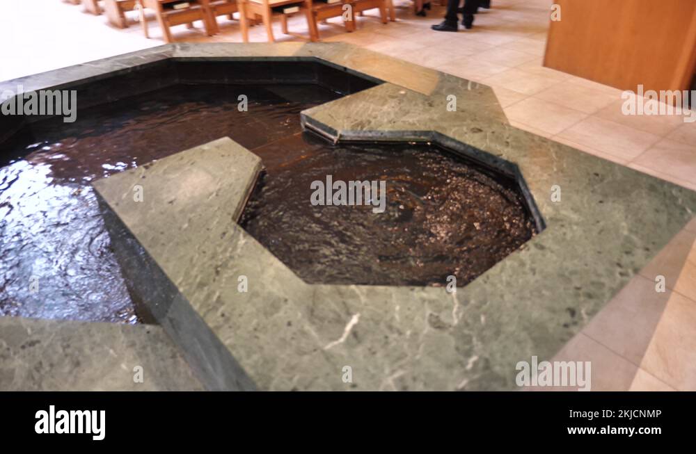 Close Up of Baptistry and Water in Catholic Church Stock Video Footage ...