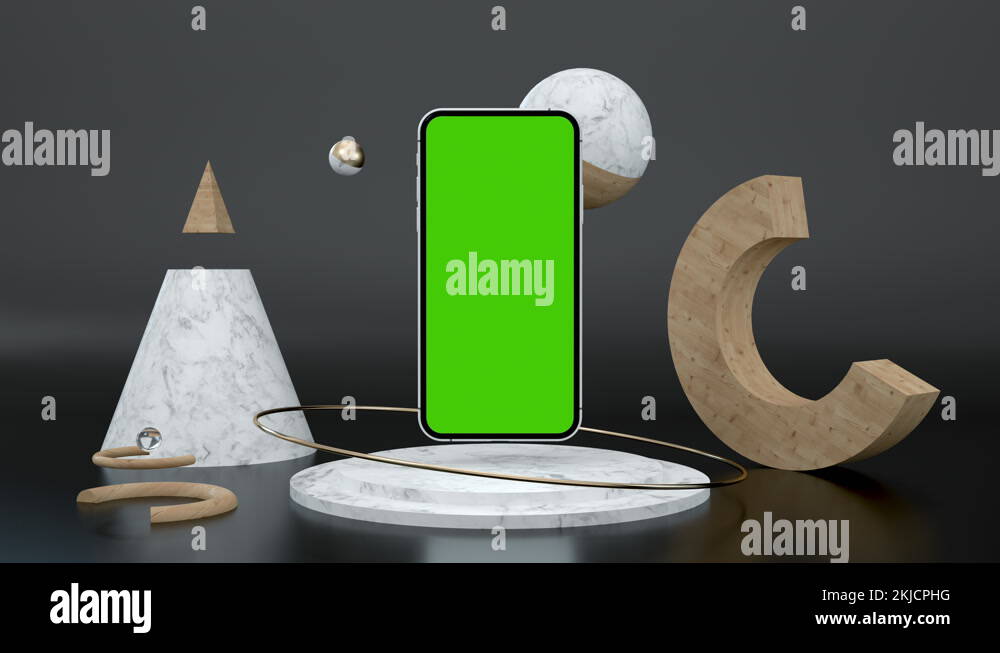 Abstract Green Screen Cellphone Use For Chroma Key Mockup Smart 3d Device Frame Stock Video