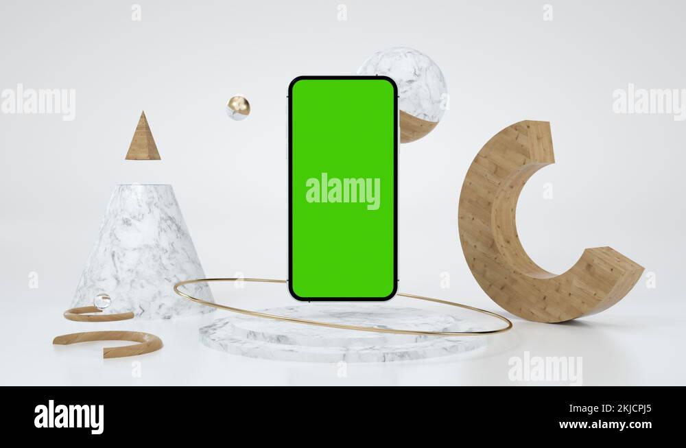 Abstract Green Screen Smartphone Use For Chroma Key Mockup Smart 3d Device Frame Stock Video