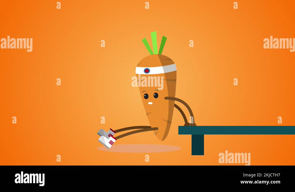 Cartoon carrot character doing reverse push up. Cute Carrot character ...