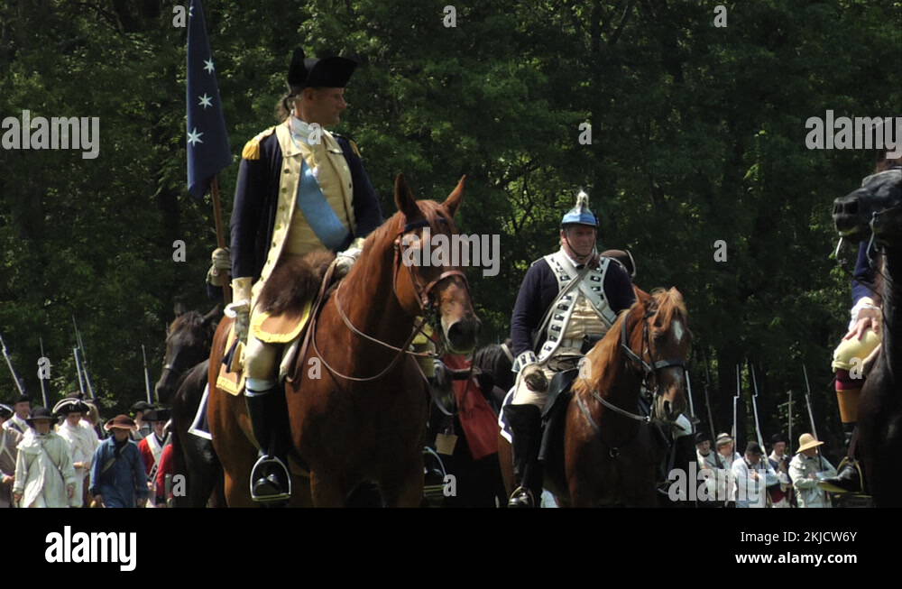 General George Washington portrayal - battle command on horseback Stock ...