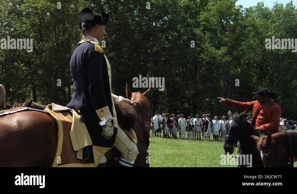 General George Washington portrayal - battle command on horseback Stock ...