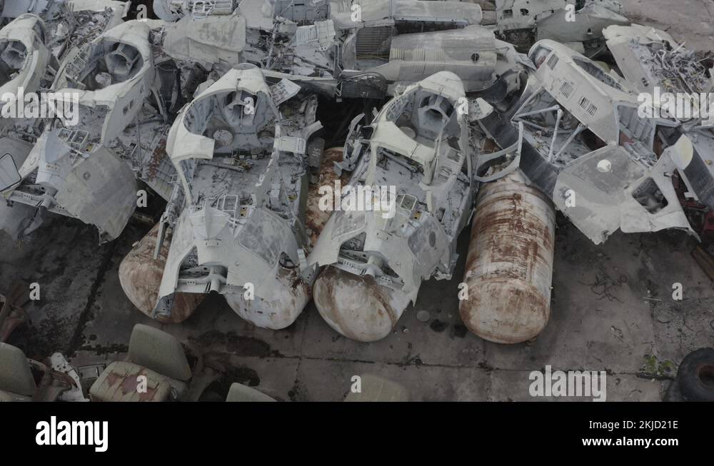 Chernobyl nuclear power plant. Car dump in exclusion zone. Buryakovka ...