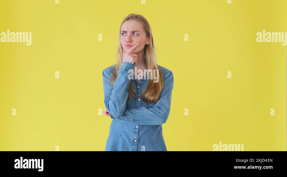 Confused woman thinking for a solution to her problems Stock Video ...