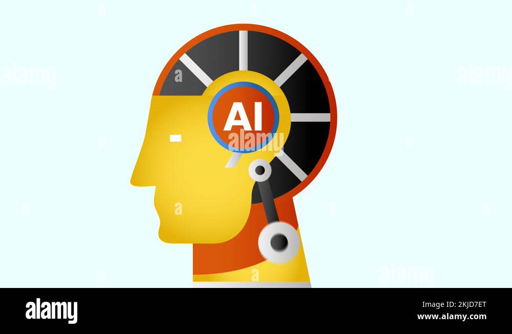 Robot head animation with artificial intelligence Stock Video Footage ...