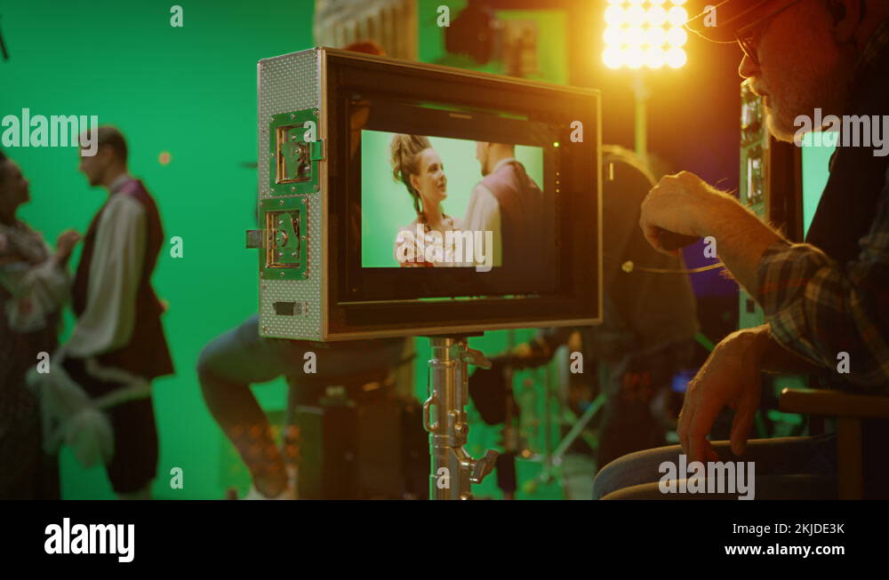 Film Studio People Shooting Historic Movie on Green Screen Actors on ...
