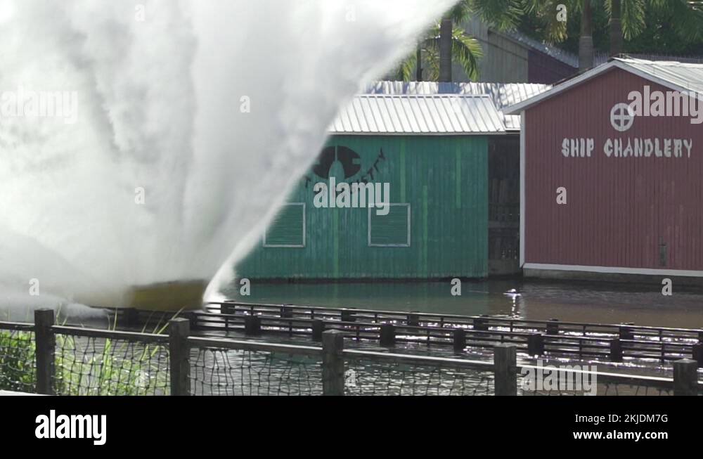 Slow motion for Water roller coaster in the amusement park Port ...